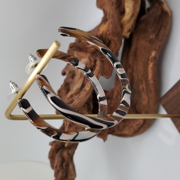 Jewelry | Zebra Tortoise Shell Hoops | Poshmark